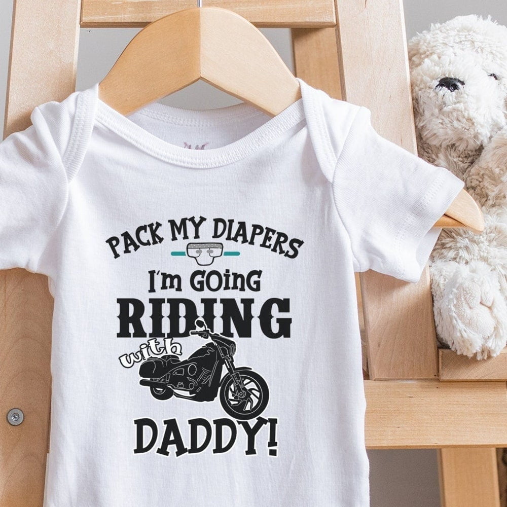 Baby Bodysuit BELLA CANVAS Motorcycle, Riding With Daddy, Grandpa ...