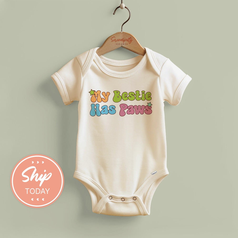 Baby Bodysuit BELLA CANVAS My Bestie Has Paws Baby Onesies Brand, Cute Dog Lover Baby Outfit ...