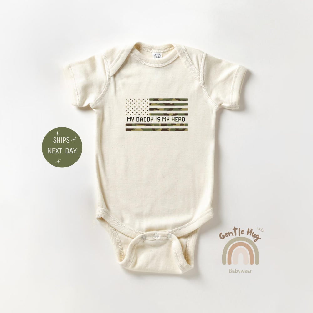 Baby Bodysuit BELLA CANVAS My Daddy Is My Hero Baby Bodysuit, Military Dad Onesie, Cute Father'S ...