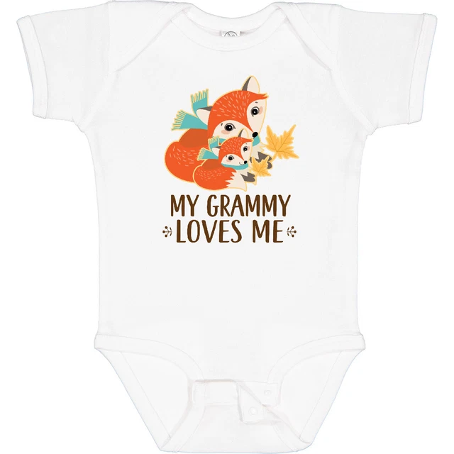 Baby Bodysuit BELLA CANVAS My Grammy Loves Me Fox Infant Creeper Grandson Granddaughter Cute Hws ...