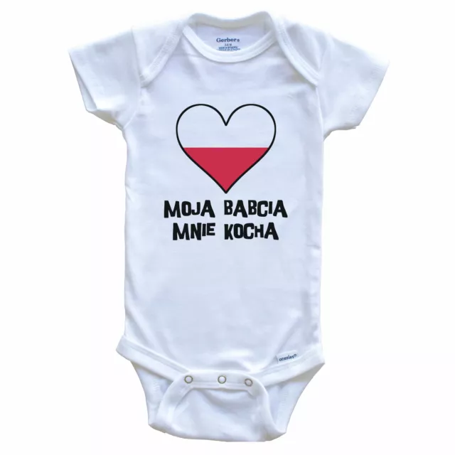 Baby Bodysuit BELLA CANVAS My Grandma Loves Me Polish Language Poland ...