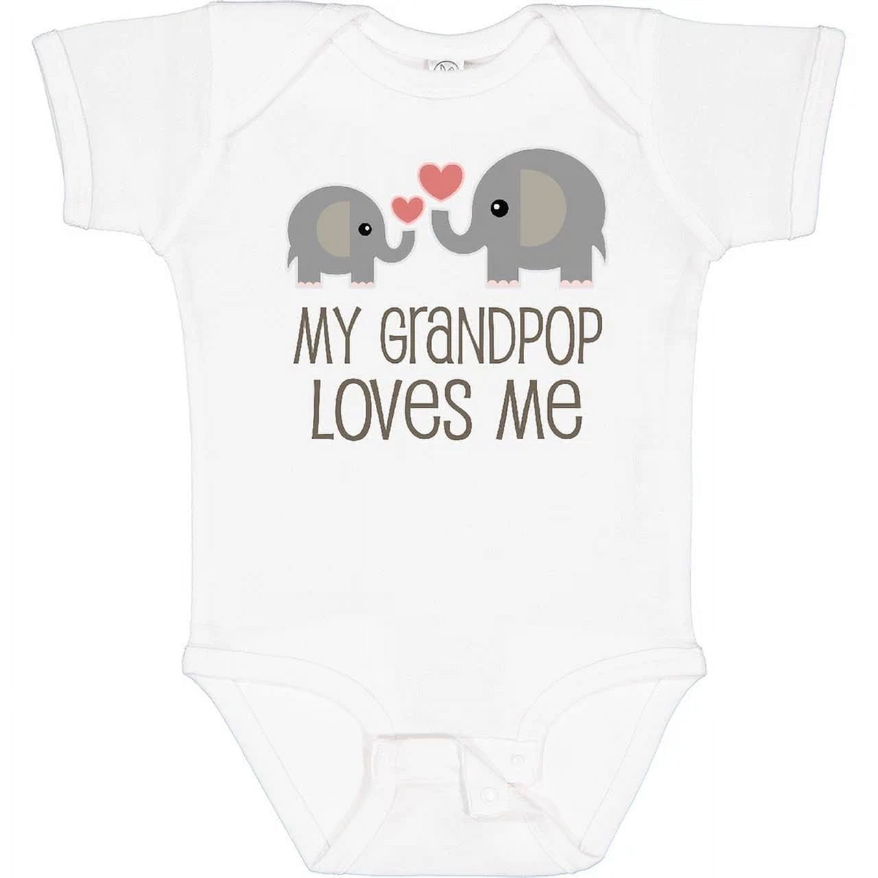Baby Bodysuit BELLA CANVAS My Grandpop Loves Me Elephant Infant Creeper From Grandson Animal ...