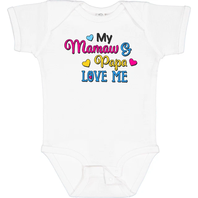 Baby Bodysuit BELLA CANVAS My Mamaw And Papa Love Me With Hearts Baby Bodysuit Family Cute ...