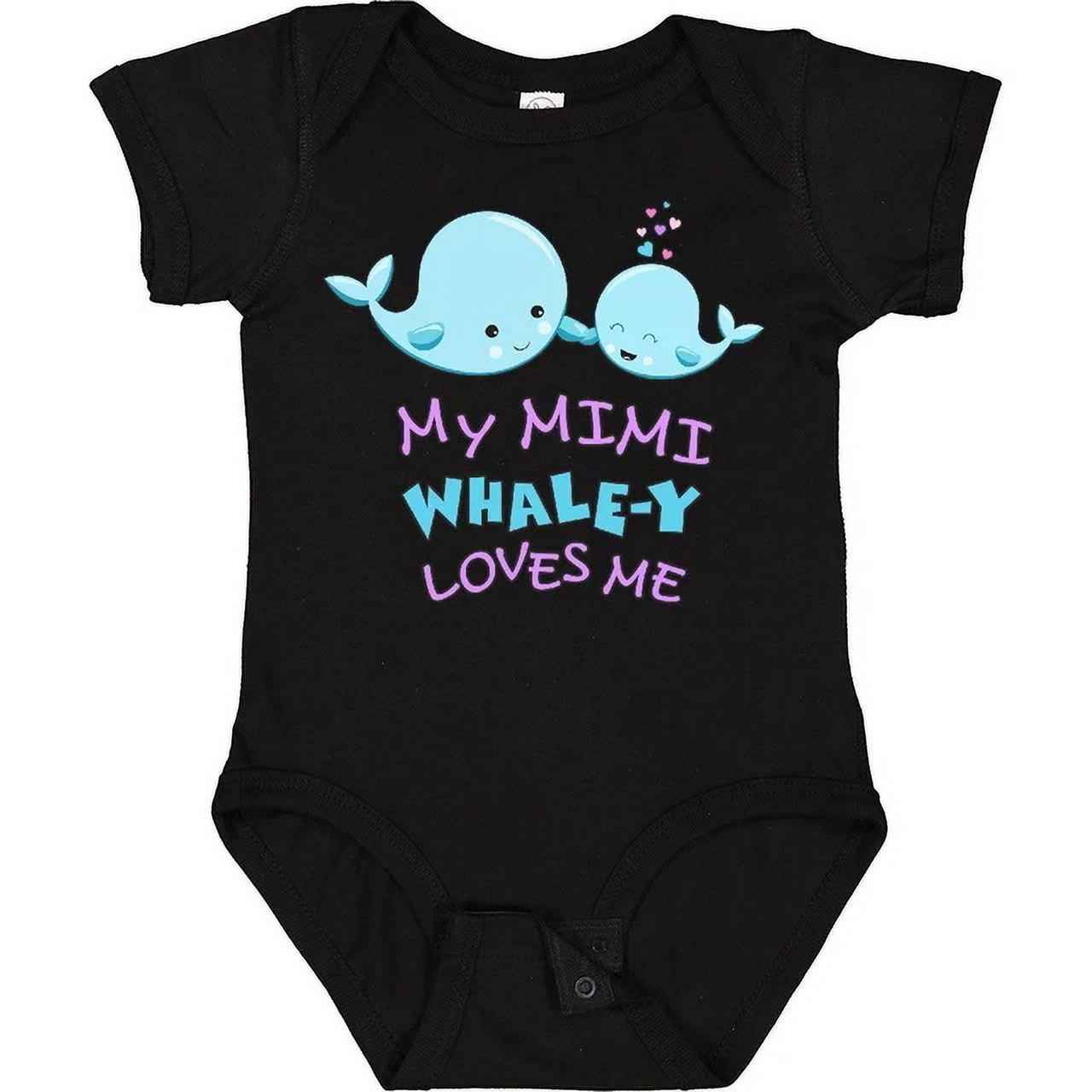 Baby Bodysuit BELLA CANVAS My Mimi Whale-Y Loves Me Baby Bodysuit Family Cute Grandma Gran Blue ...