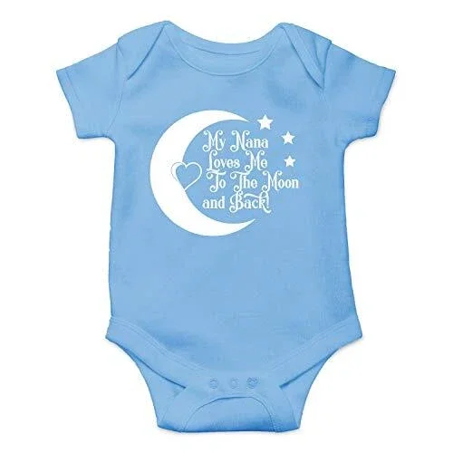 Baby Bodysuit BELLA CANVAS My Nana Loves Me To The Moon And Back - I Love My Gigi Light Blue ...