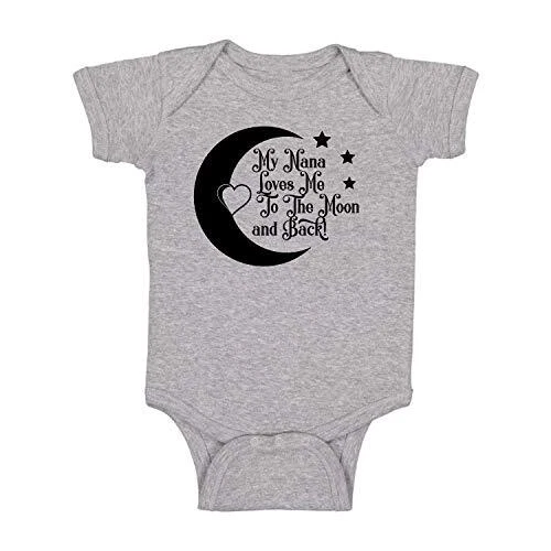 Baby Bodysuit BELLA CANVAS My Nana Loves Me To The Moon And Back - I Love My Gigi Light Grey ...