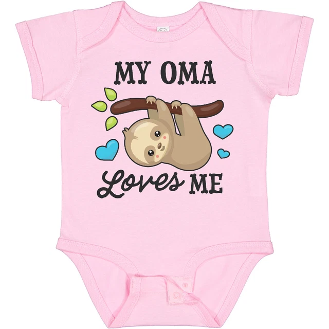 Baby Bodysuit BELLA CANVAS My Oma Loves Me With Sloth And Hearts Baby Bodysuit Animals Kids Love ...