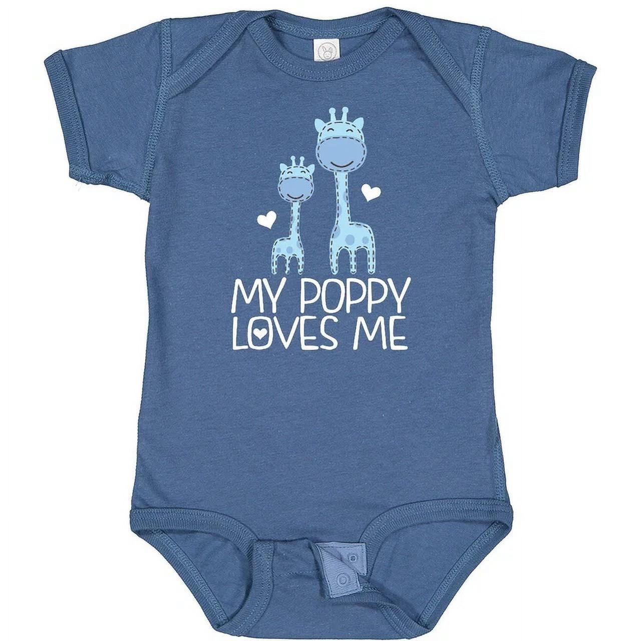 Baby Bodysuit BELLA CANVAS My Poppy Loves Me Boys Giraffe Grandson Baby Bodysuit Grandpa From ...