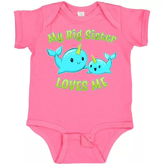 Baby Bodysuit BELLA CANVAS My Sister Loves Me- Cute Narwhal Baby Bodysuit Family Narwhals Big ...
