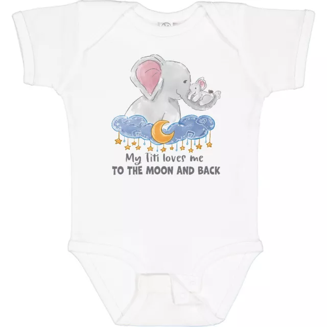 Baby Bodysuit BELLA CANVAS My Titi Loves Me To The Moon And Back Elephant Family Baby Bodysuit ...