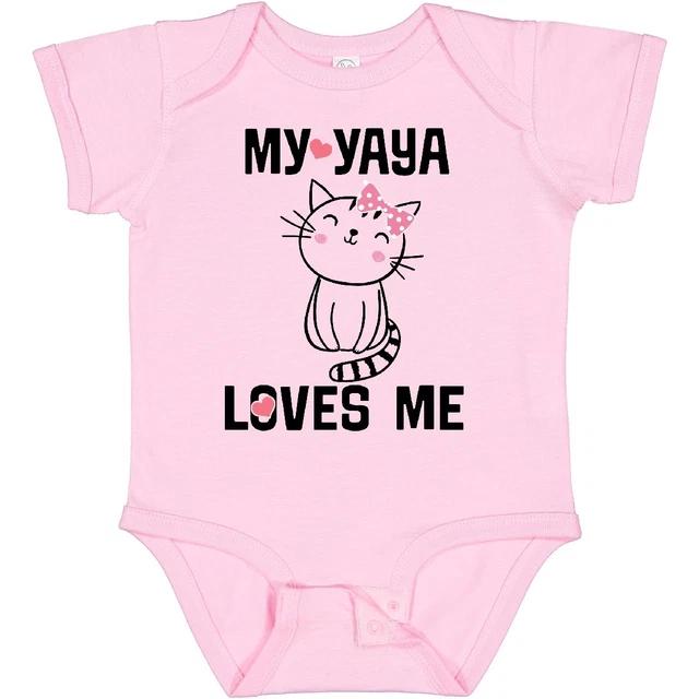 Baby Bodysuit BELLA CANVAS My Yaya Loves Me Girls Baby Bodysuit Cat Cute One-Piece Infant ...