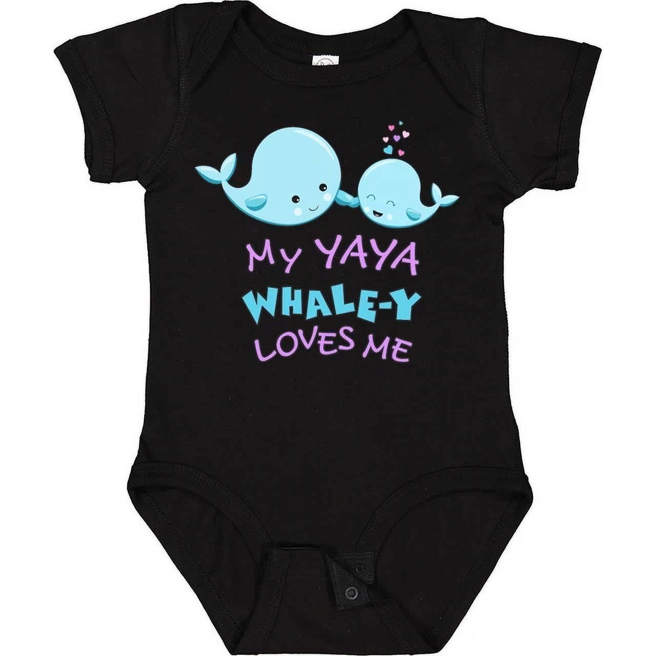 Baby Bodysuit BELLA CANVAS My Yaya Whale-Y Loves Me Baby Bodysuit Family Cute Grandma Gran Blue ...