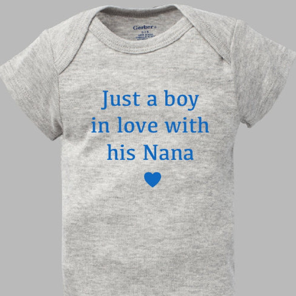 Baby Bodysuit BELLA CANVAS Nana Baby Onesie, Just A Boy In Love With His Nana, Grandson Onesie ...