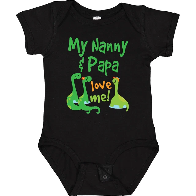 Baby Bodysuit BELLA CANVAS Nanny And Papa Love Me Dinosaur Baby Bodysuit Grandkids Childs Shower ...