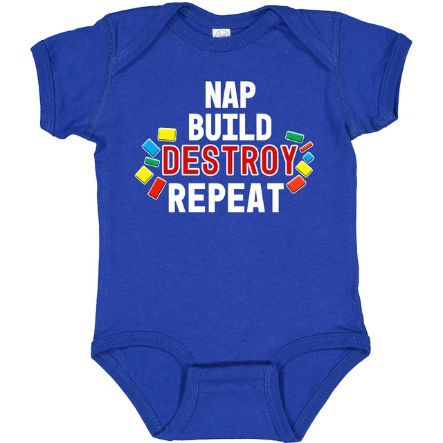 Baby Bodysuit BELLA CANVAS Nap Build Destroy Repeat With Colorful ...
