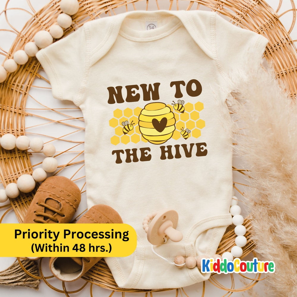 Baby Bodysuit BELLA CANVAS New To The Hive Onesie, Bee Hive Baby ...
