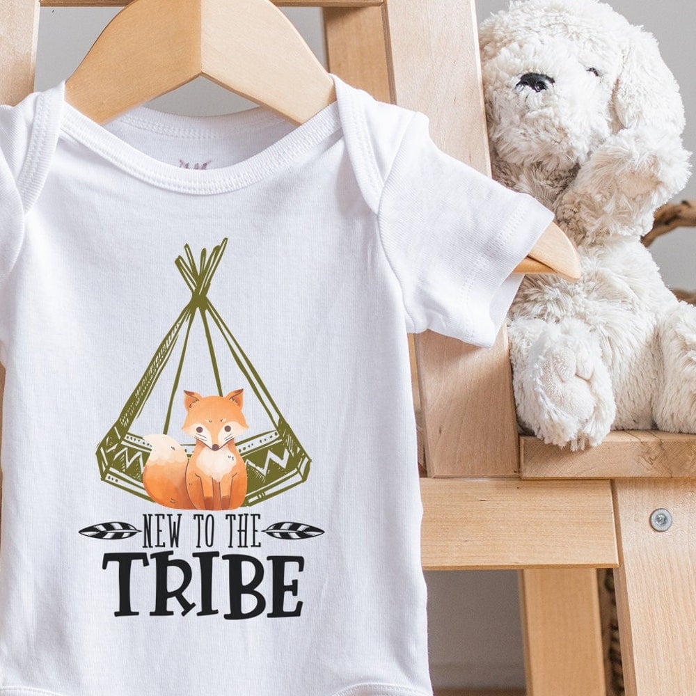 Baby Bodysuit BELLA CANVAS New To The Tribe Baby, Born Wild Baby Bodysuit, Woodland, Forest ...