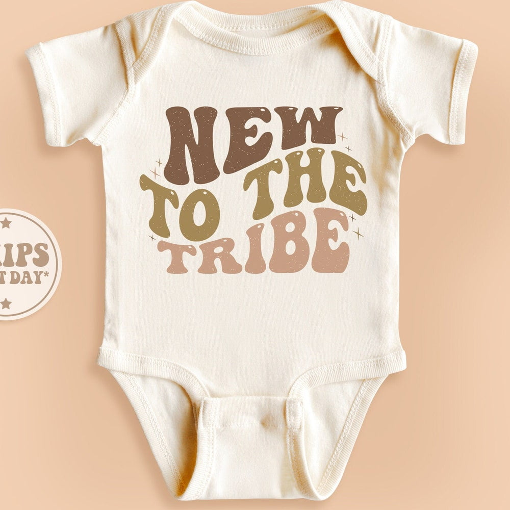 Baby Bodysuit BELLA CANVAS New To The Tribe Onesie, Newborn Onesie, Vintage Natural Bodysuit ...