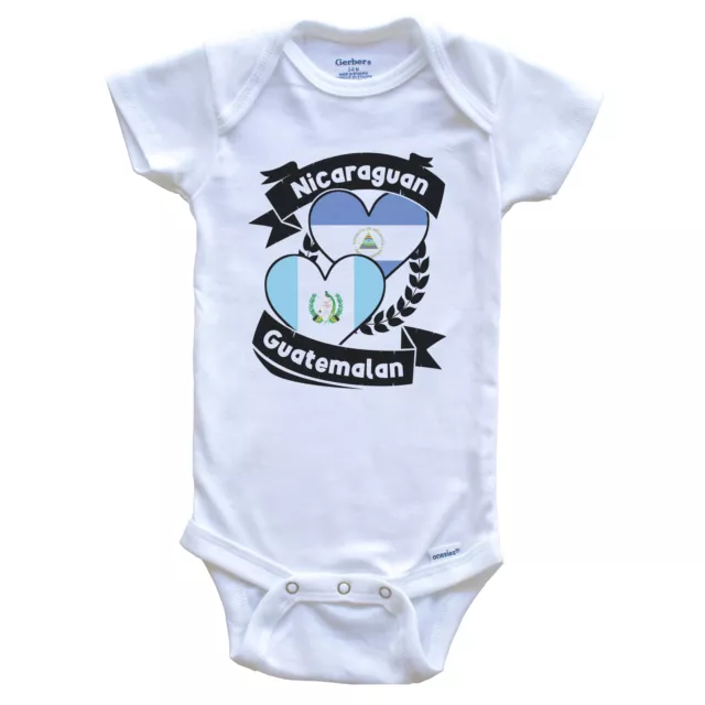 Baby Bodysuit BELLA CANVAS Nicaraguan Guatemalan Heart Flags Nicaragua ...