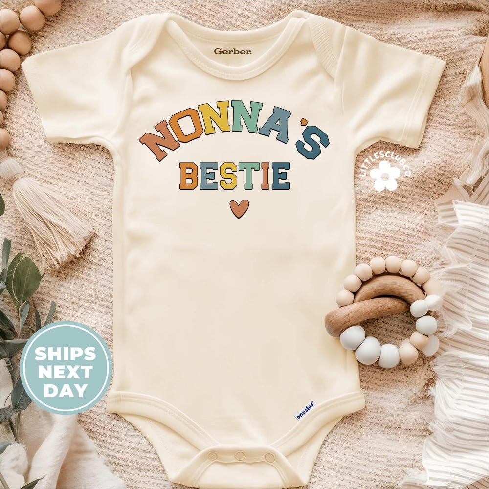 Baby Bodysuit BELLA CANVAS Nonna'S Bestie Onesies, Grandma Baby Onesies ...