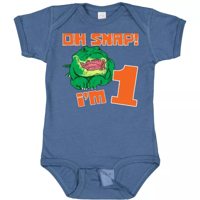 Baby Bodysuit BELLA CANVAS Oh Snap! I'M 1 Cute Green Alligator Baby Bodysuit Crocodile Funny ...