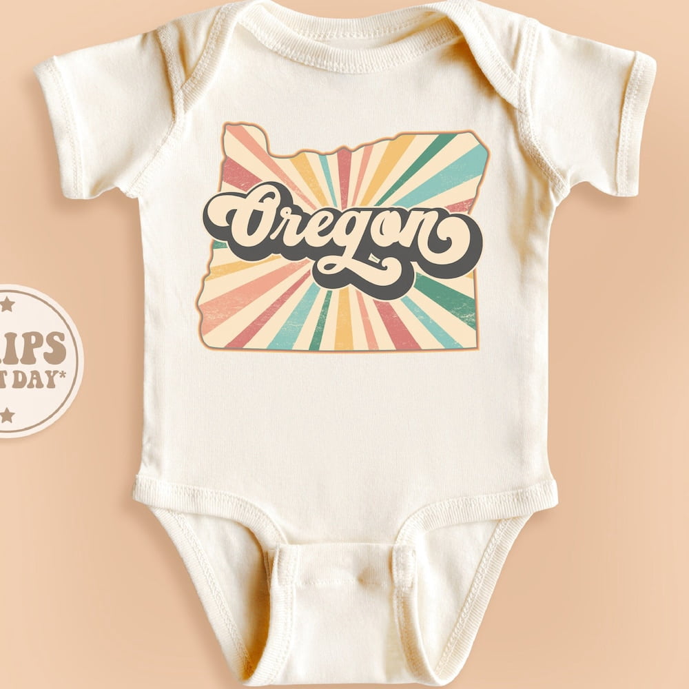 Baby Bodysuit BELLA CANVAS Oregon State Onesie, Retro Natural Kids Gift ...