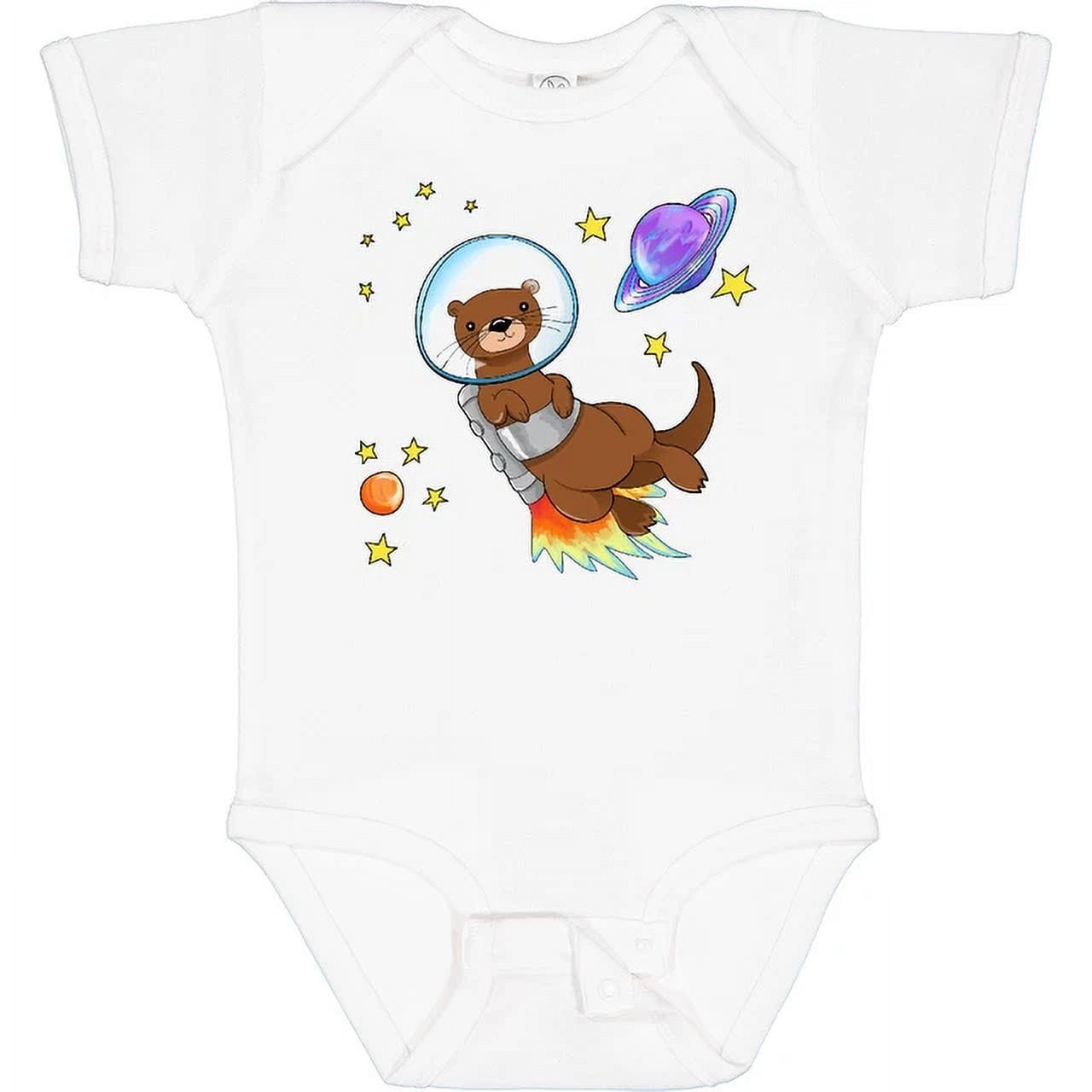 Baby Bodysuit BELLA CANVAS Otter Space Cute Otter With Rocket Pack Baby ...