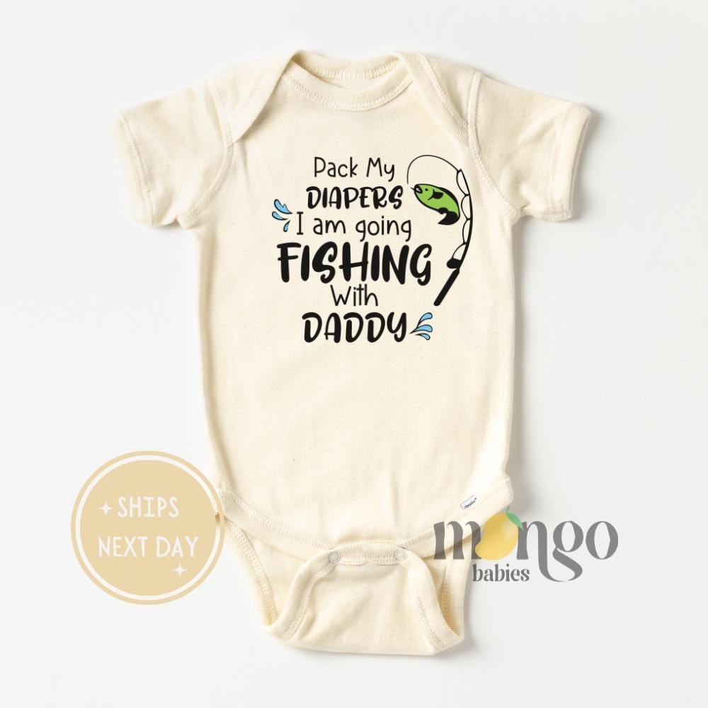 Baby Bodysuit BELLA CANVAS Pack My Diaper I'M Going Fishing With Daddy ...