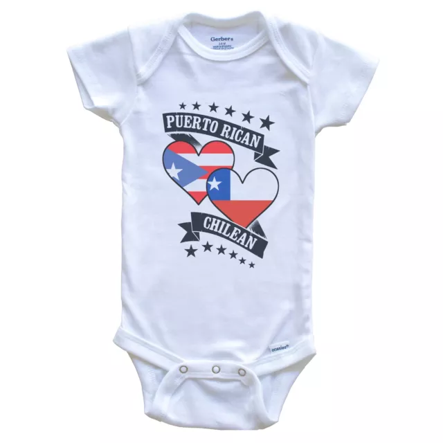 Baby Bodysuit BELLA CANVAS Puerto Rican Chilean Heart Flags Puerto Rico ...