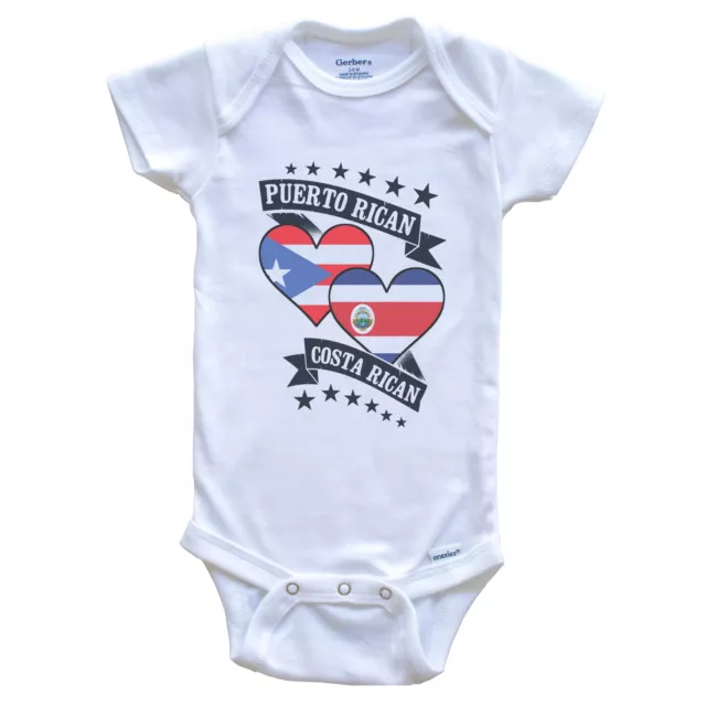 Baby Bodysuit BELLA CANVAS Puerto Rican Costa Rican Heart Flags Puerto ...