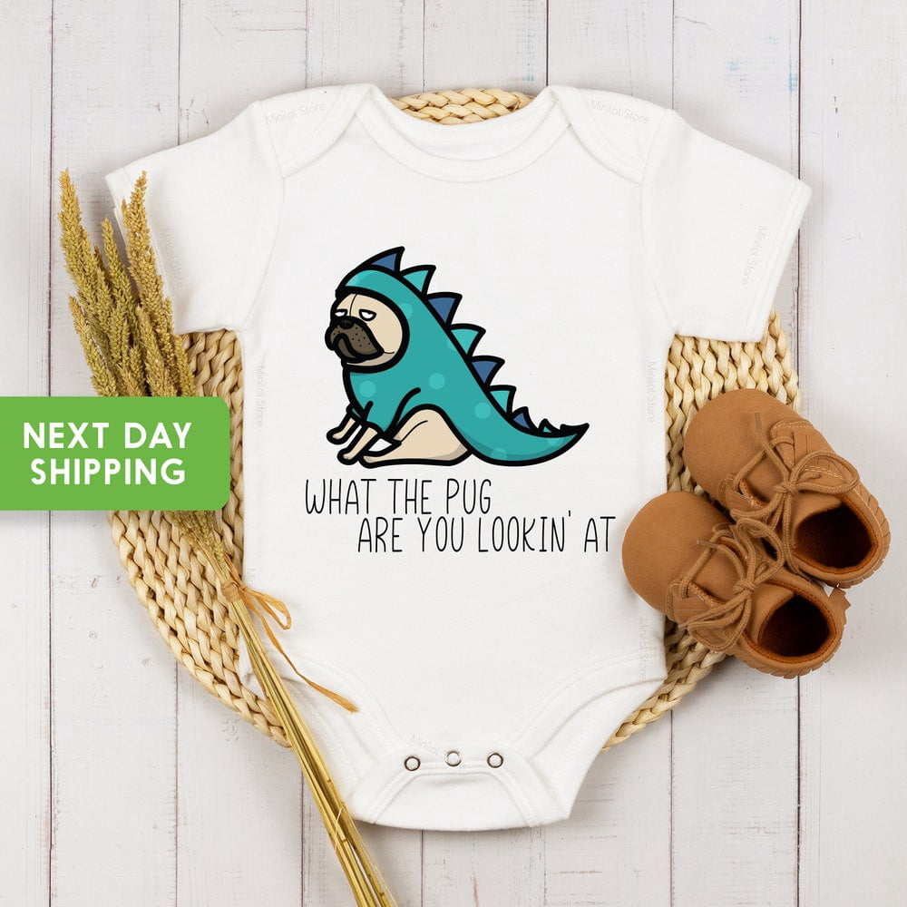 Baby Bodysuit BELLA CANVAS Pug Baby Onesie Funny Baby Onesie Hipster ...