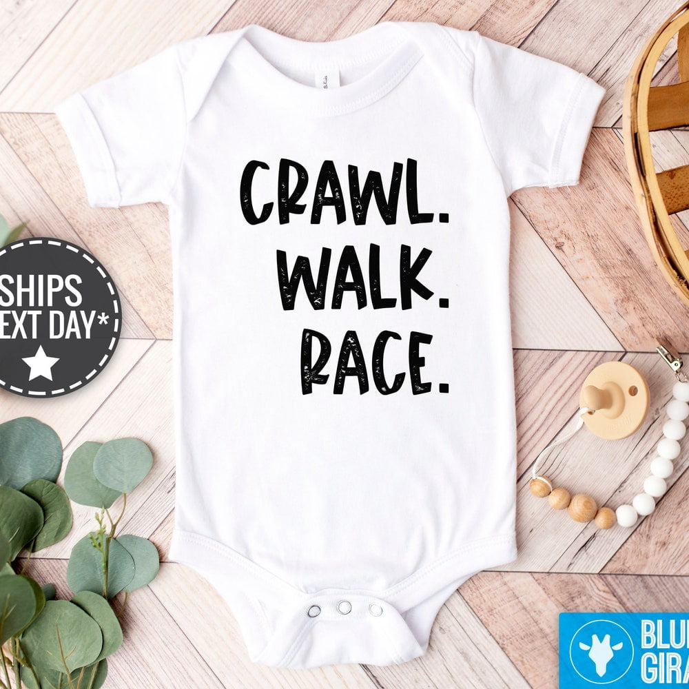 Baby Bodysuit BELLA CANVAS Racing Baby Onesie, Crawl, Walk, Race Baby ...