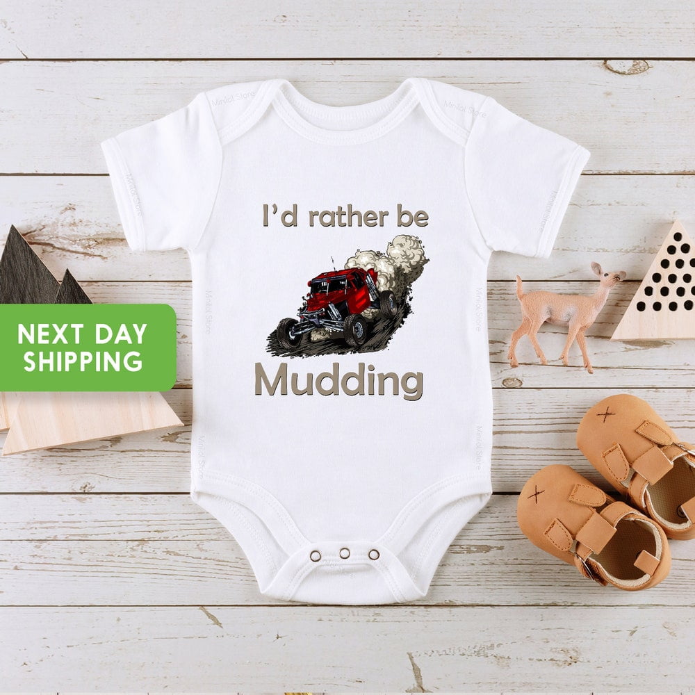 Baby Bodysuit BELLA CANVAS I'D Rather Be Mudding Onesie, Off-Roading ...