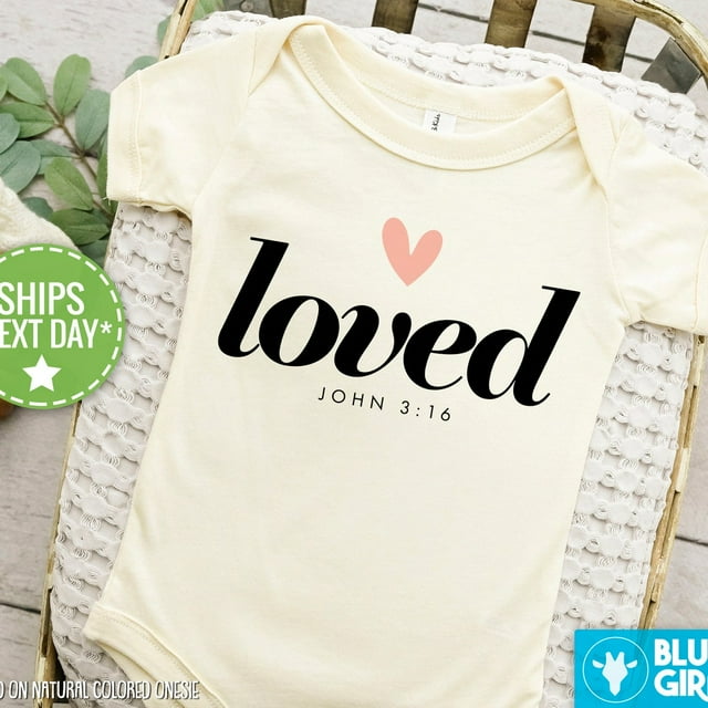Baby Bodysuit BELLA CANVAS Religious Christian Onesie, Loved Bodysuit ...