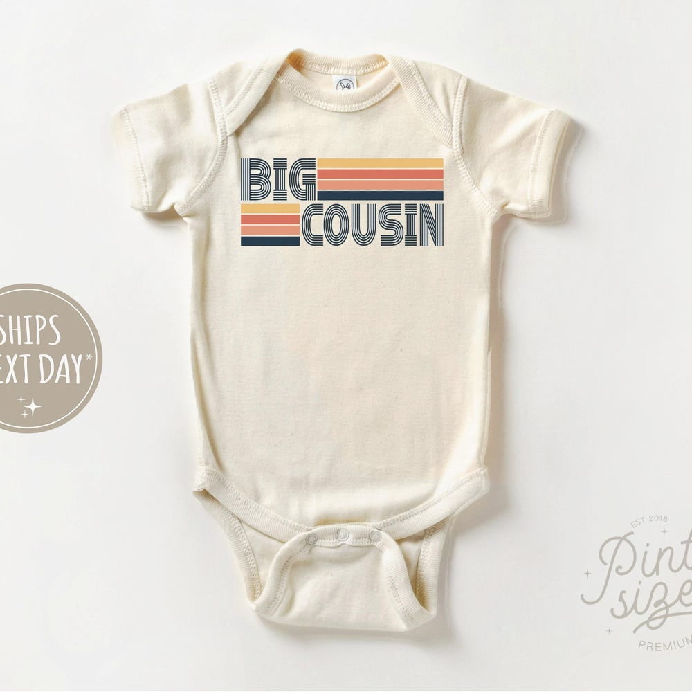 Baby Bodysuit BELLA CANVAS Retro Big Cousin Onesie - Cousin Crew Bodysuit - Vintage Natural Baby ...