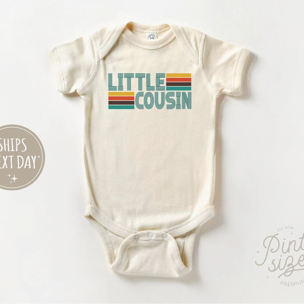 Baby Bodysuit BELLA CANVAS Retro Little Cousin Onesie - Boys Cousins Bodysuit - Vintage Natural ...