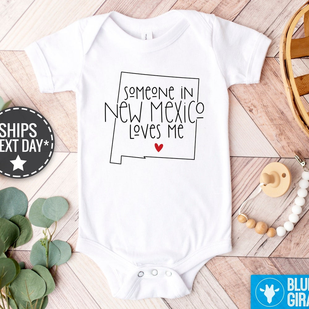 Baby Bodysuit BELLA CANVAS Someone In New Mexico Loves Me Baby Onesie, New Mexico Baby Clothes ...