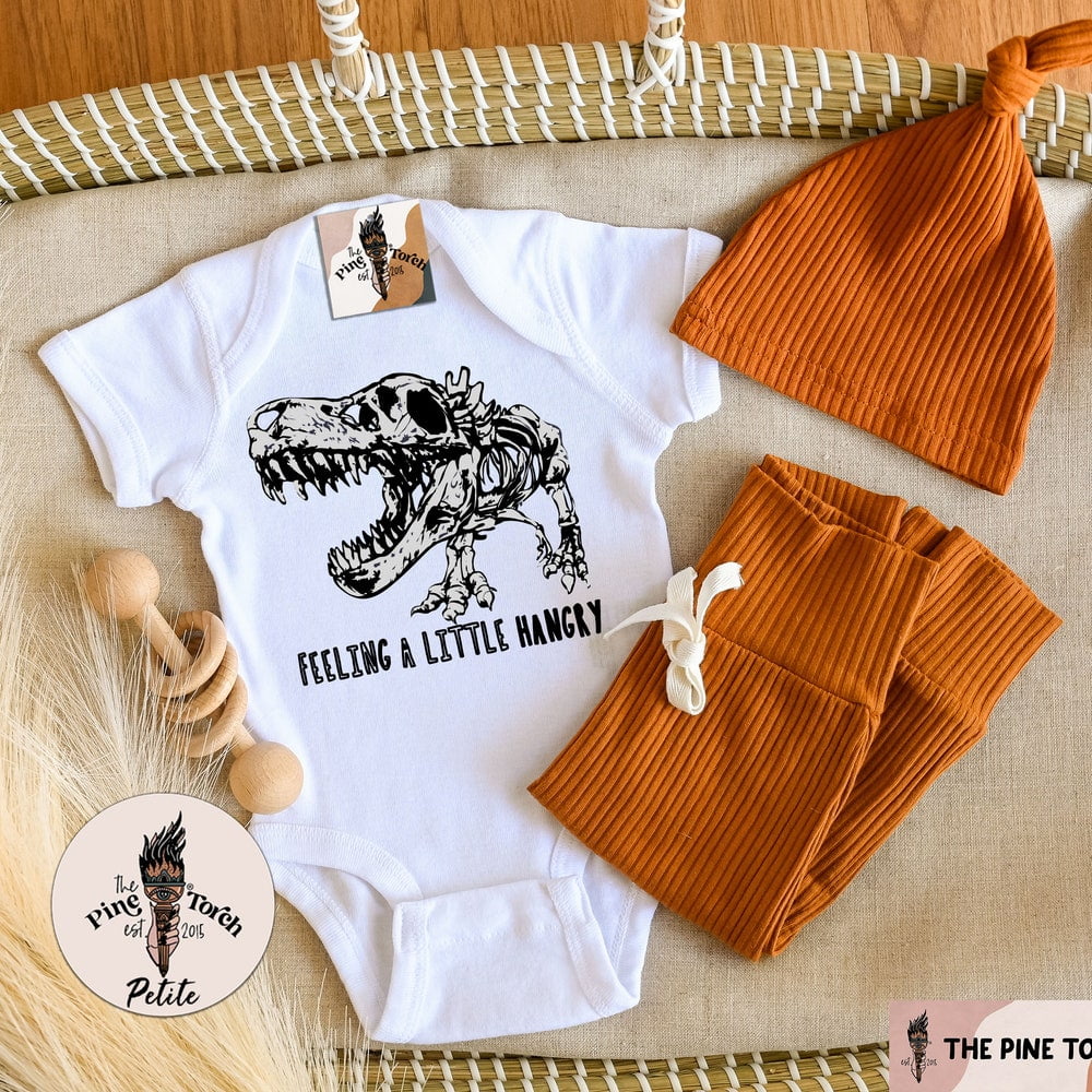 Baby Bodysuit BELLA CANVAS T Rex Dinosaur Bodysuit, Hangry Dinosaur ...