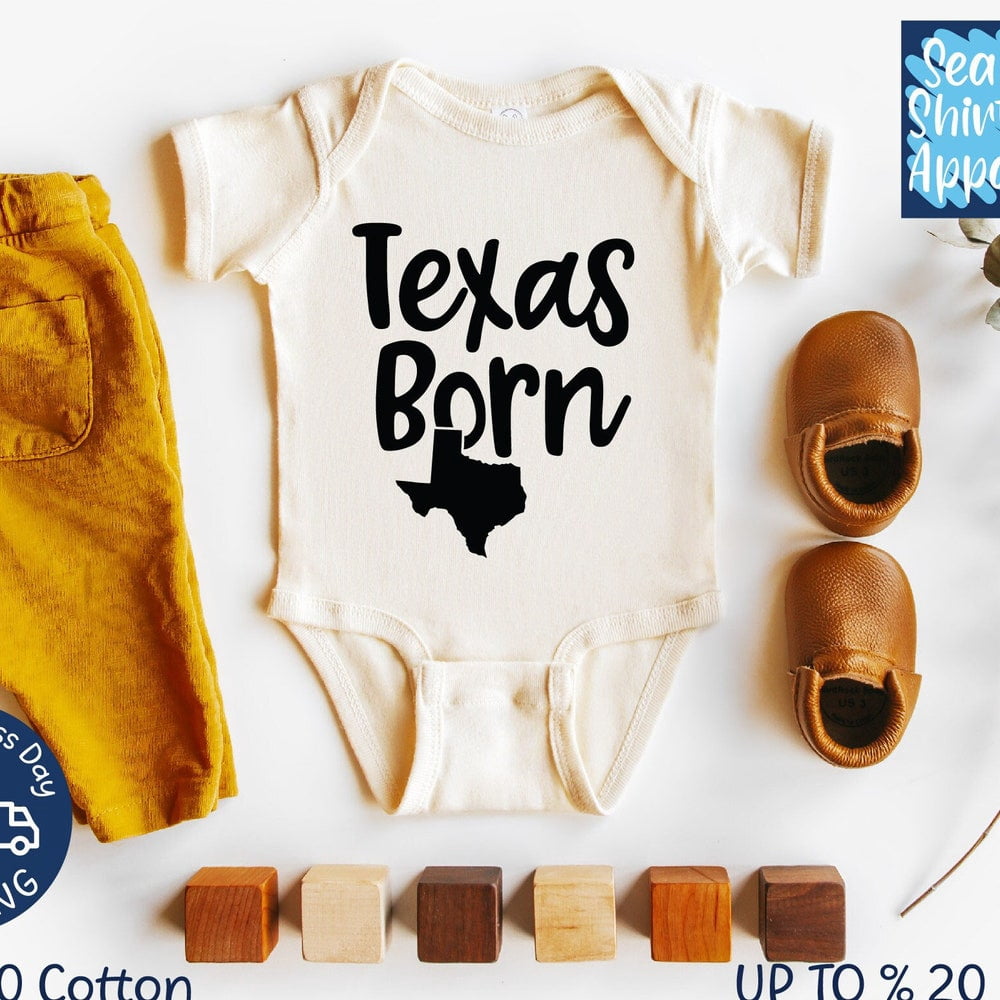 Baby Bodysuit BELLA CANVAS Texas Born Baby Bodysuit , Texas Neutral ...