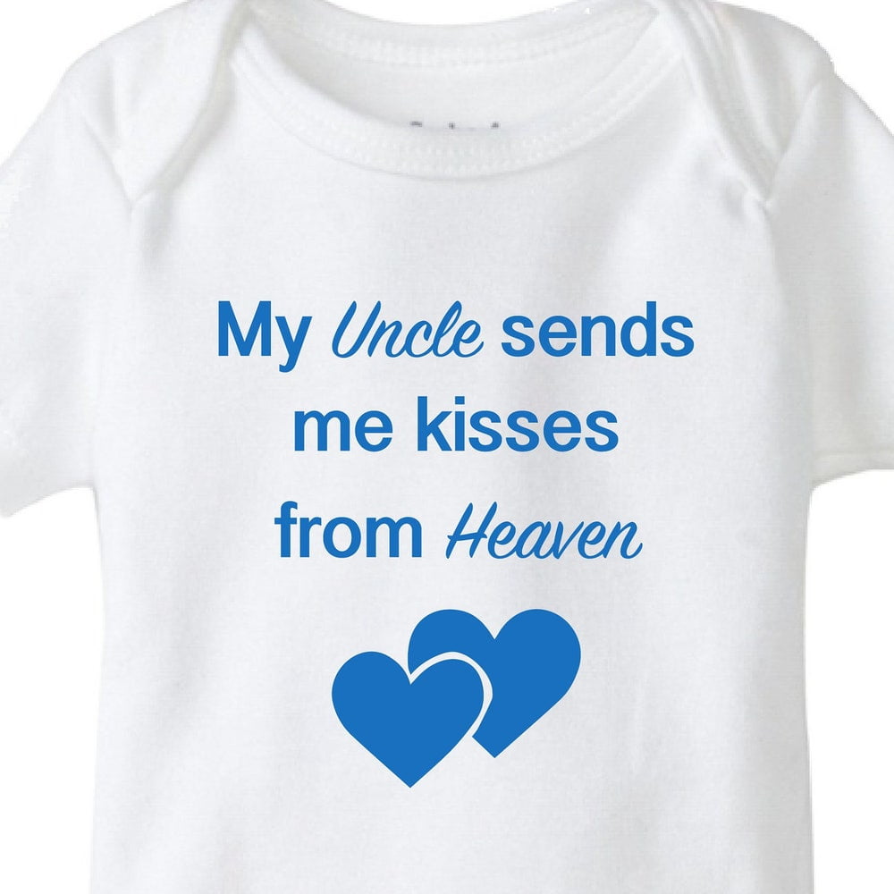 Baby Bodysuit BELLA CANVAS My Uncle Sends Me Kisses From Heaven, Sentimental Baby Onesie, Uncle ...