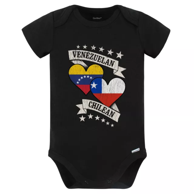 Baby Bodysuit BELLA CANVAS Venezuela Chilean Heart Flags Venezuela ...