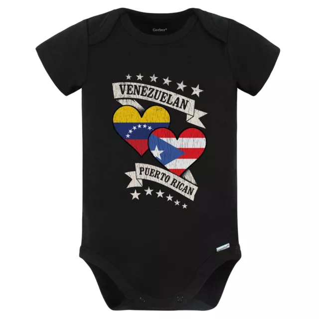 Baby Bodysuit BELLA CANVAS Venezuela Puerto Rican Heart Flags Venezuela ...