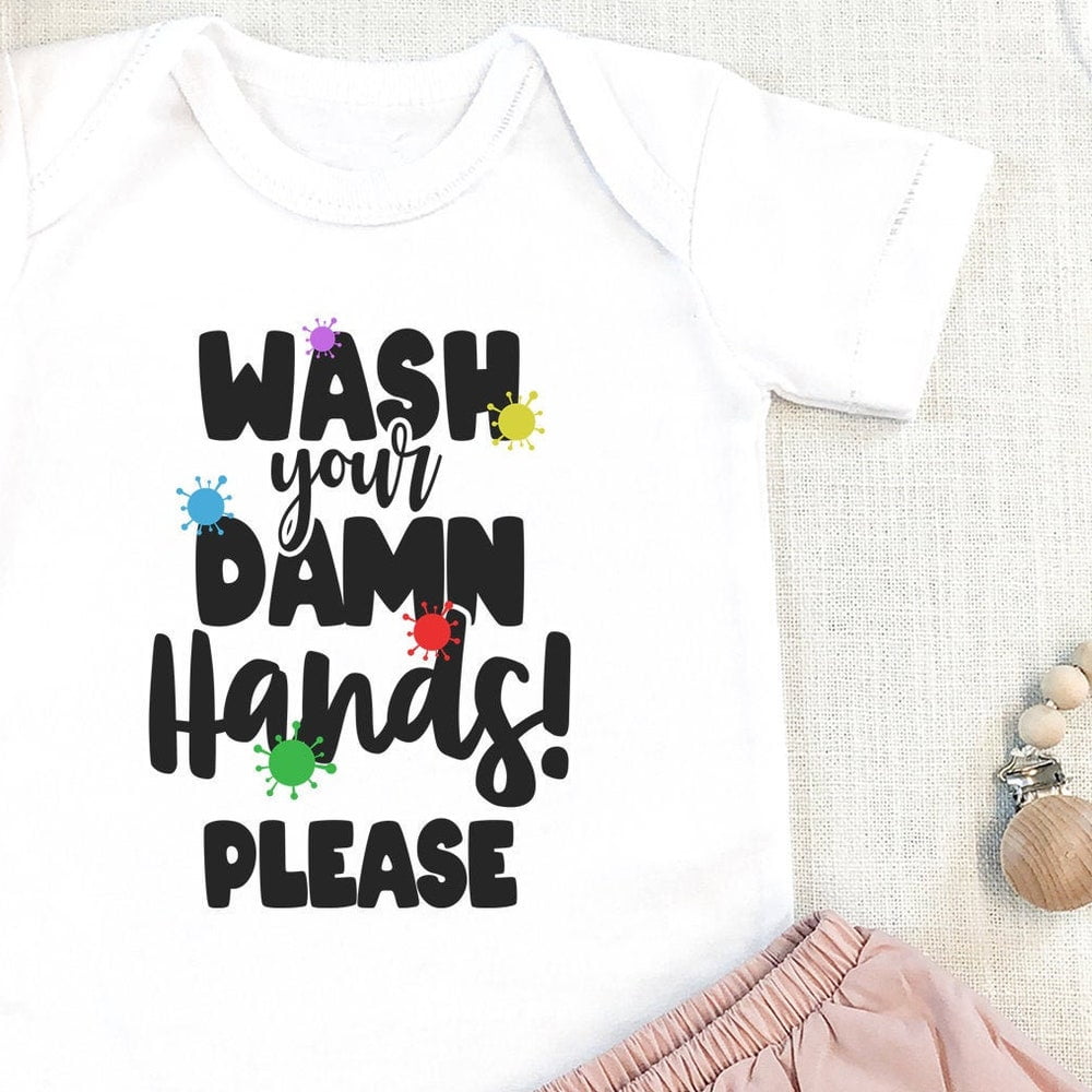 Baby Bodysuit BELLA CANVAS Wash Your Hands Baby, Social Distancing ...