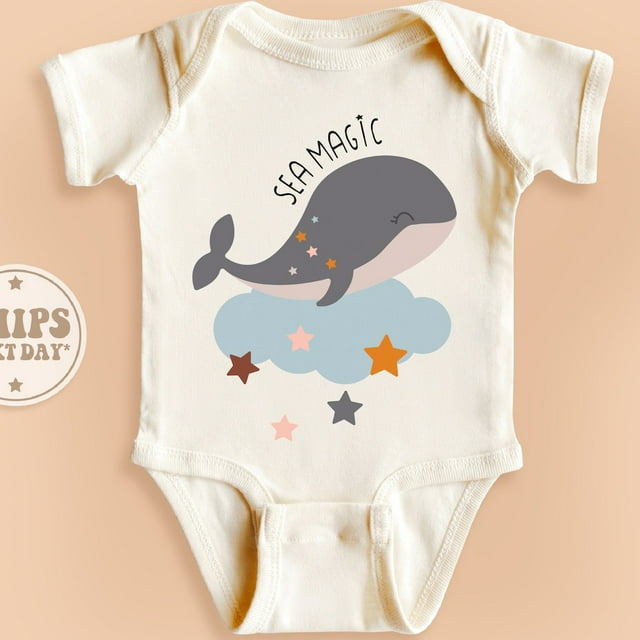Baby Bodysuit BELLA CANVAS Whale Themed Baby Bodysuit, Cute Natural Kids Gift, Cute Whales Baby ...