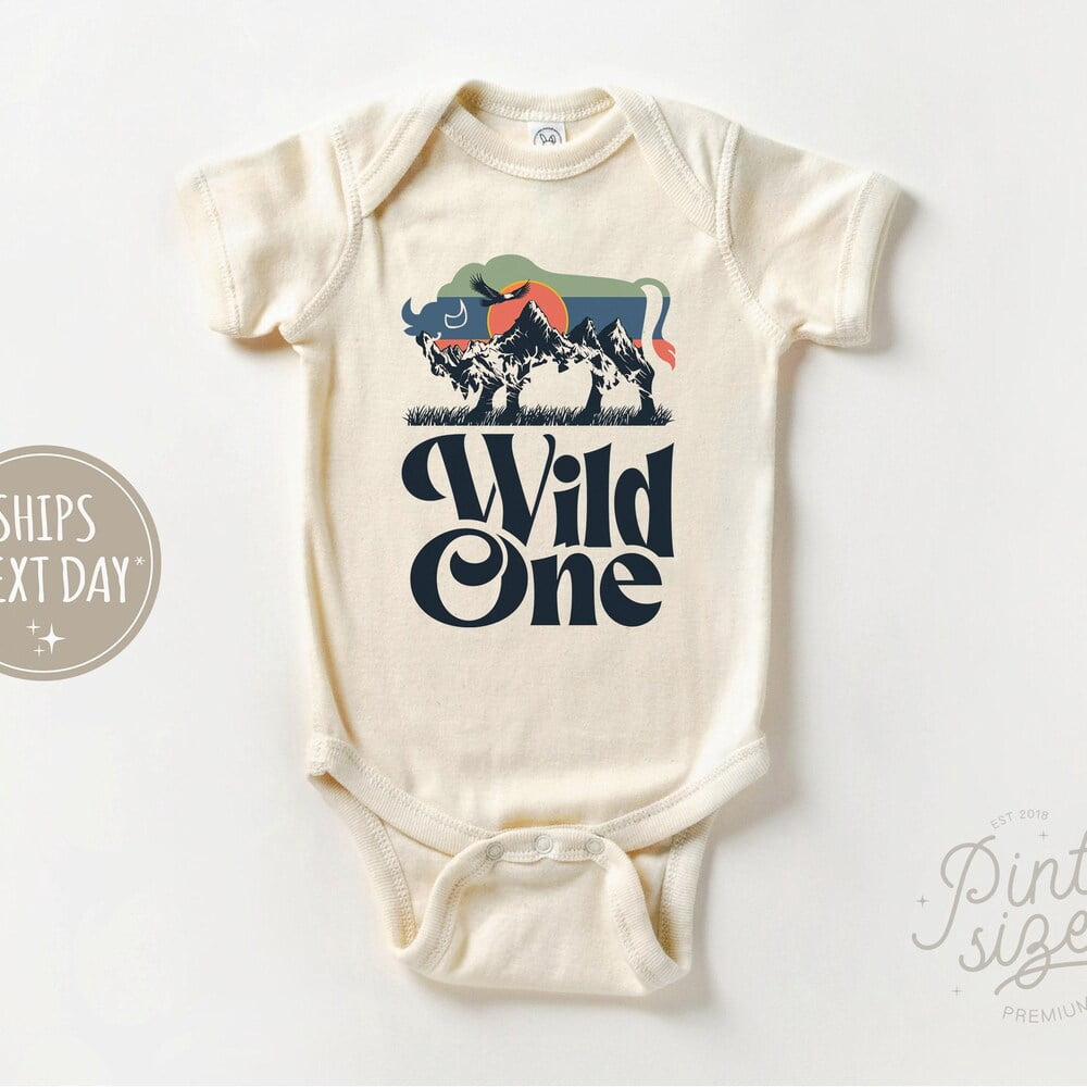 Baby Bodysuit BELLA CANVAS Wild One Baby Boy Onesie - Bison Birthday ...