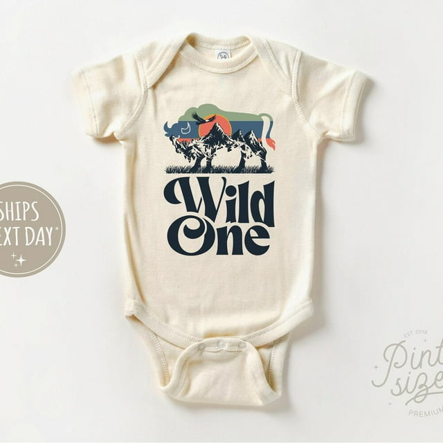 Baby Bodysuit BELLA CANVAS Wild One Baby Boy Onesie - Bison Birthday Bodysuit - First Birthday ...