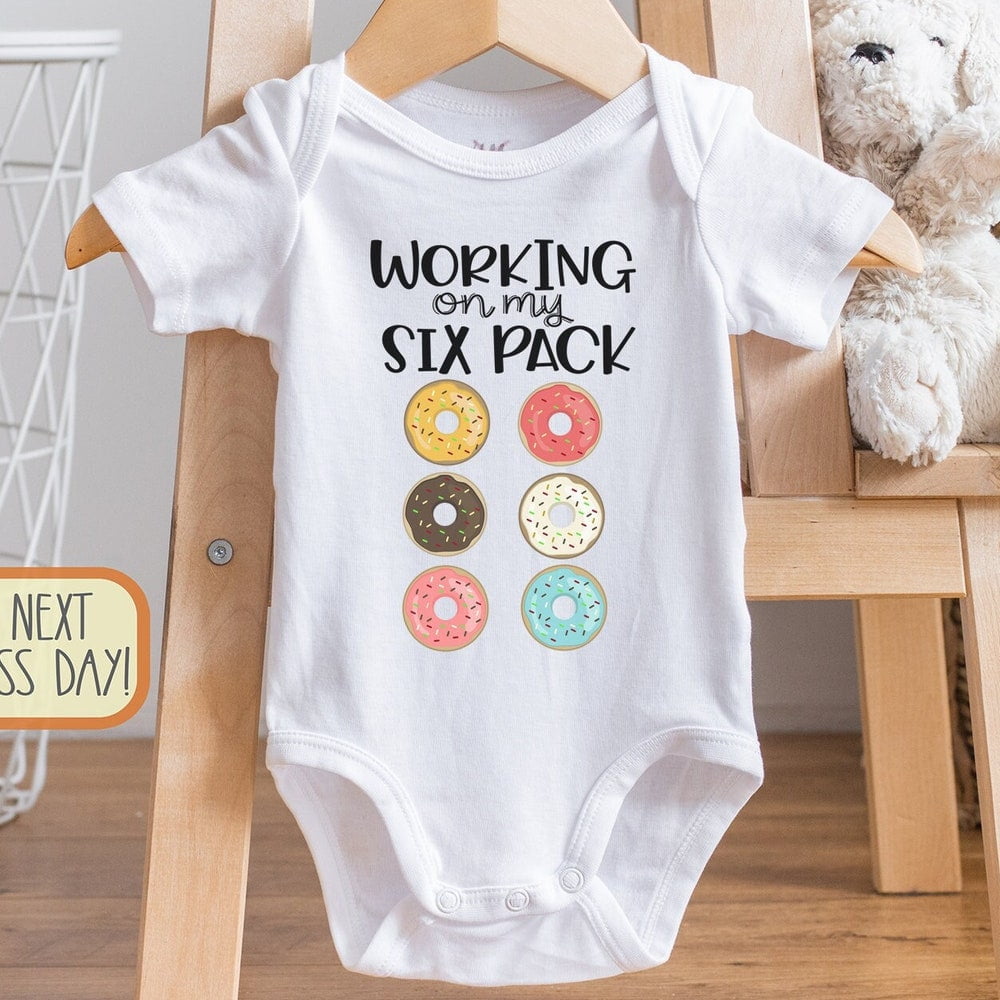 Baby Bodysuit BELLA CANVAS Working On My Six Pack Baby, Donut Lover ...
