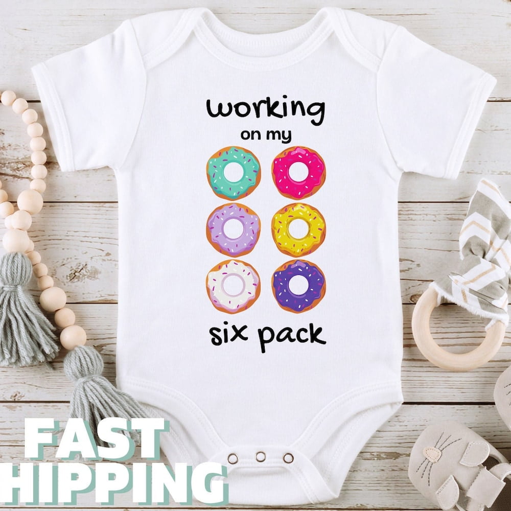 Baby Bodysuit BELLA CANVAS Working On My Six Pack Baby Onesie Funny Six Pack Onesie For Baby ...