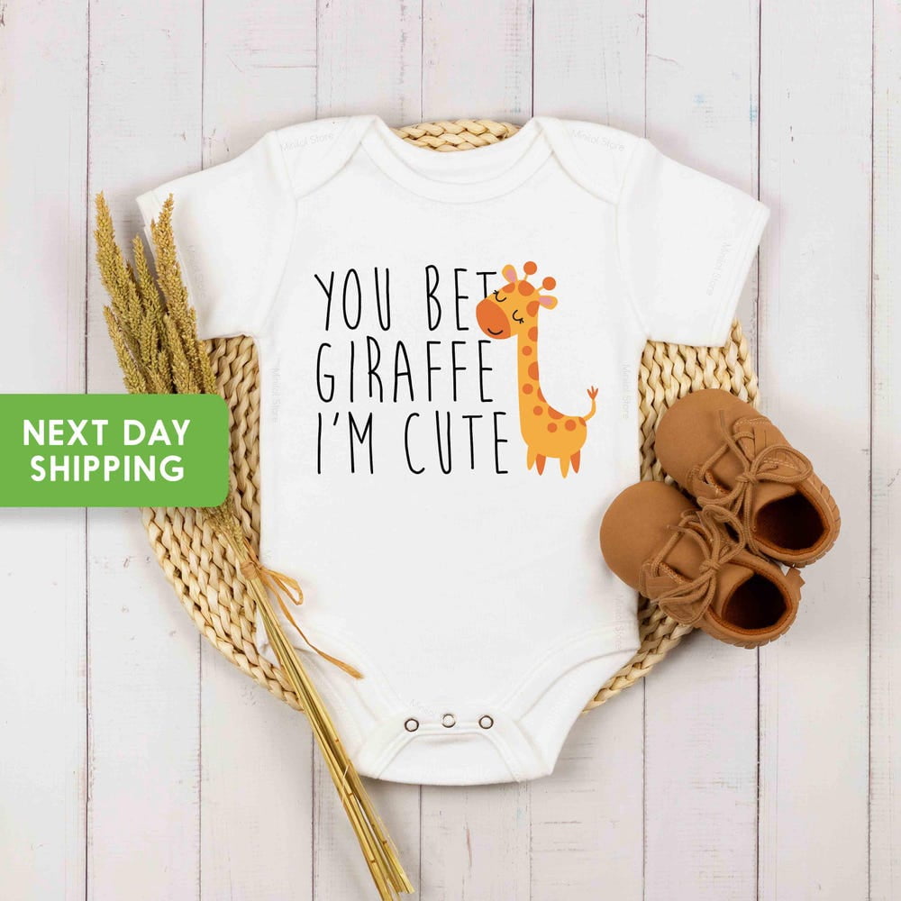 Baby Bodysuit BELLA CANVAS You Bet Giraffe I'M Cute Baby Onesie, Funny Animal Onesie, Giraffe ...