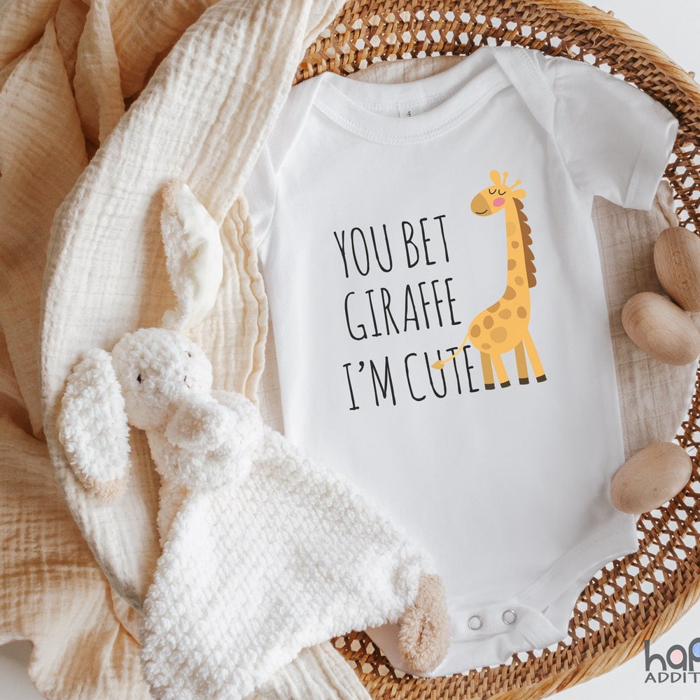 Baby Bodysuit BELLA CANVAS You Bet Giraffe I'M Cute Baby, Funny Animal ...